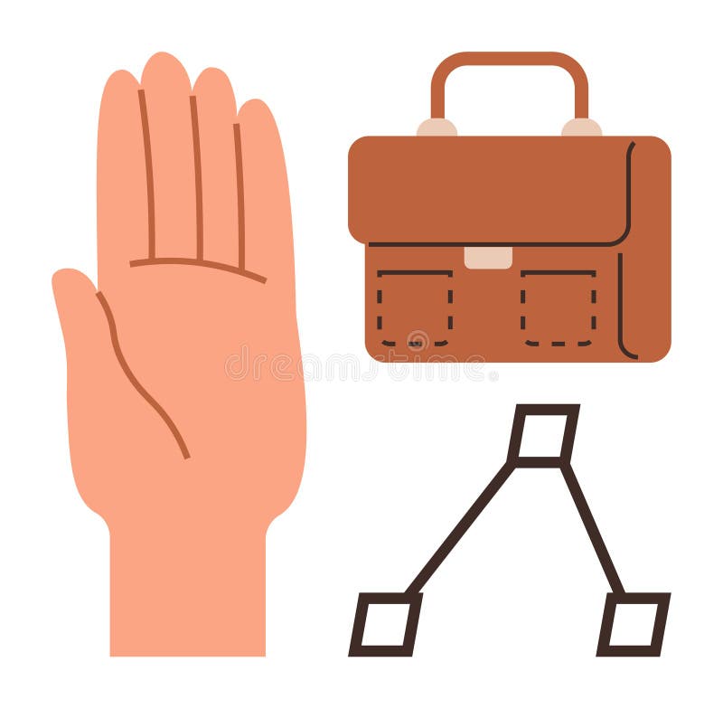Open Hand, Briefcase, and Organizational Chart Symbolizing Work ...