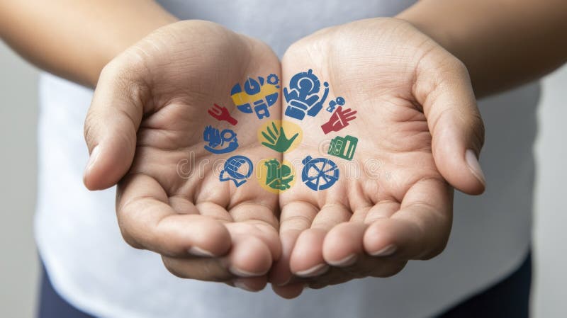 Open Hands Cupping Diverse Skill Icons: a Visual Representation of ...