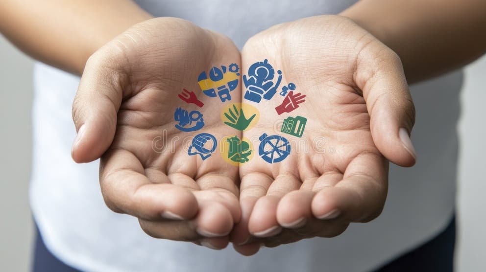 Open Hands Cupping Diverse Skill Icons: a Visual Representation of ...