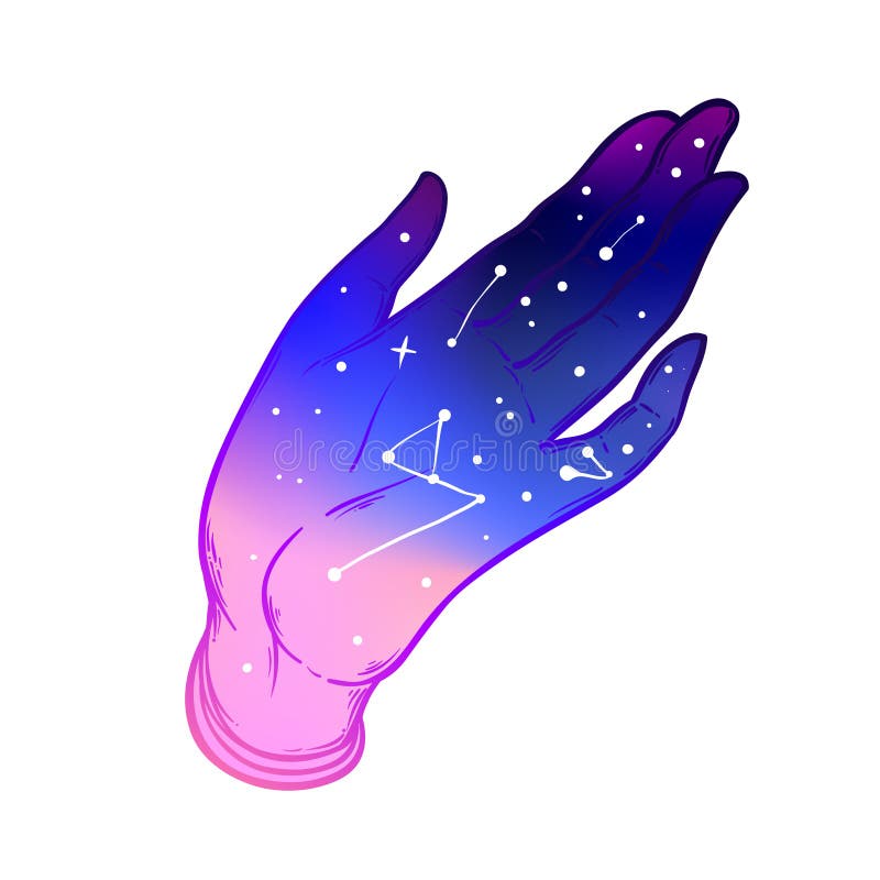Open Hands with Galaxy Inside. Hand Drawn Illustration Stock Vector ...
