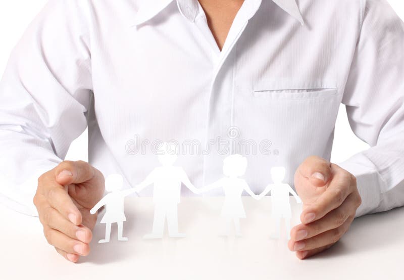 Open Hands and Group of Paper Chain People Stock Image - Image of ...