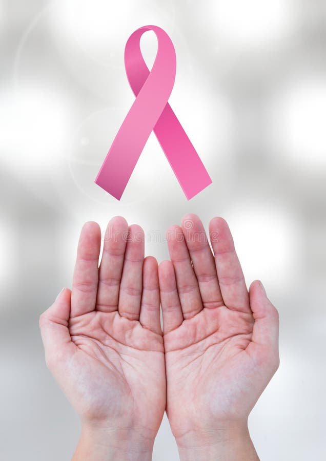 Open Hands with Pink Ribbon for Breast Cancer Awareness Stock Image ...