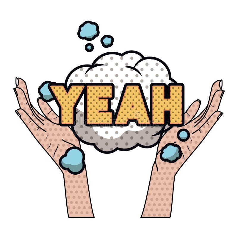 Open Hands Receiving Comic Words in Speech Bubble Stock Vector ...