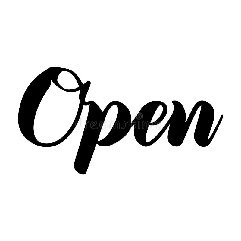 Open Handwritten Inscription. Lettering Elegant. Isolated on White ...