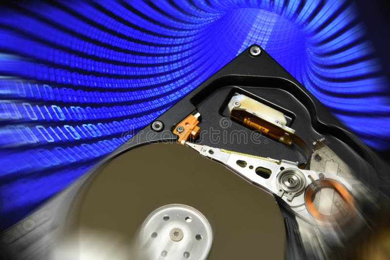 Open Hard Disk Drive with Binary Color Effects. Stock Photo - Image of ...