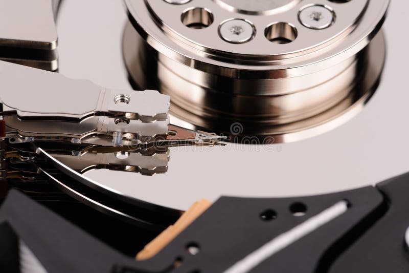 Opened Hard Disk Drive. Close Up Picture Stock Photo - Image of close ...