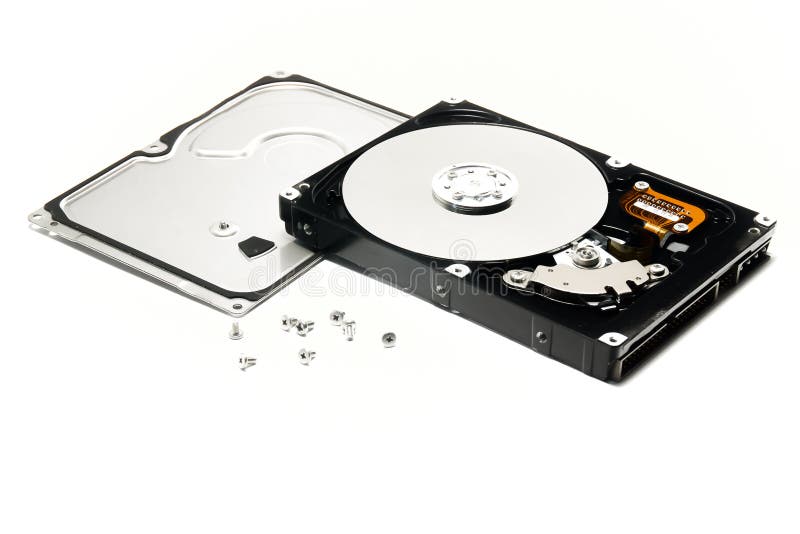 Open Hard Drive Isolated on White Background. Computer Storage Device ...