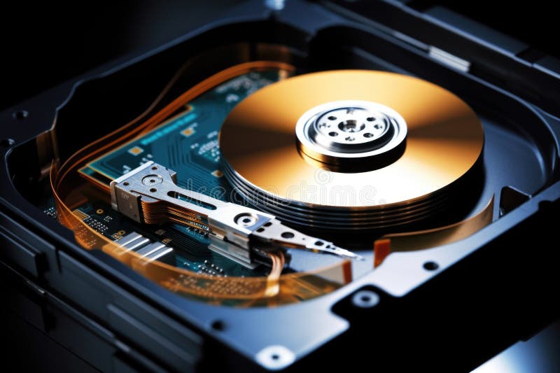Open Hard Drive Revealing Metallic Disk Inside Stock Photo - Image of ...