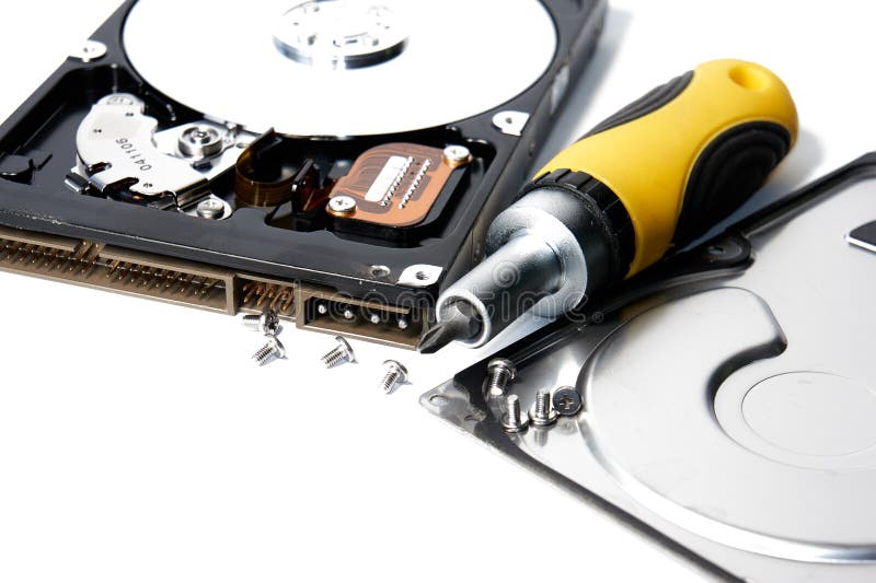 Open Hard Drive Isolated on White Background. Computer Storage Device ...