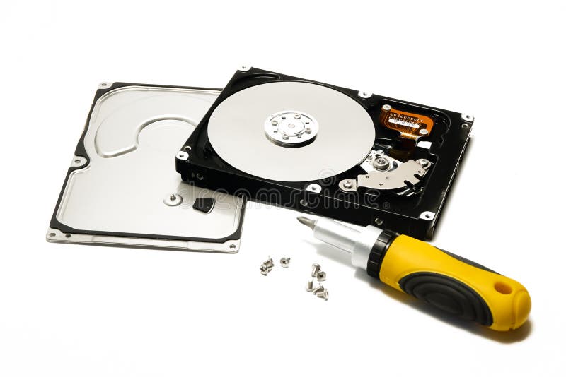 Open Hard Drive Isolated on White Background. Computer Storage Device ...