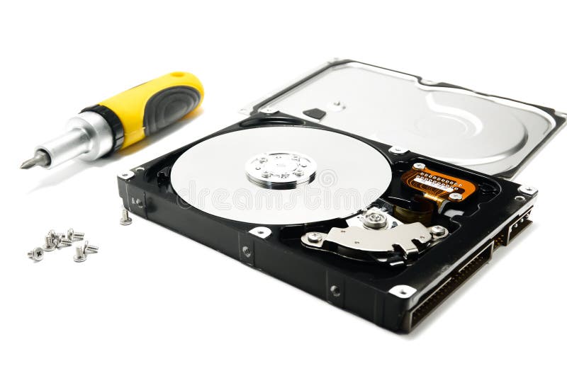 Open Hard Drive Isolated on White Background. Computer Storage Device ...