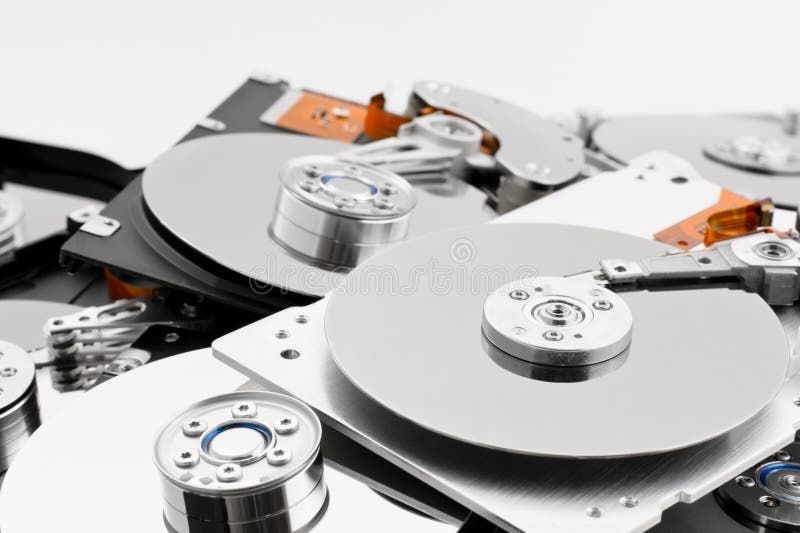 Open hard drives in bulk stock photo. Image of component - 64573716