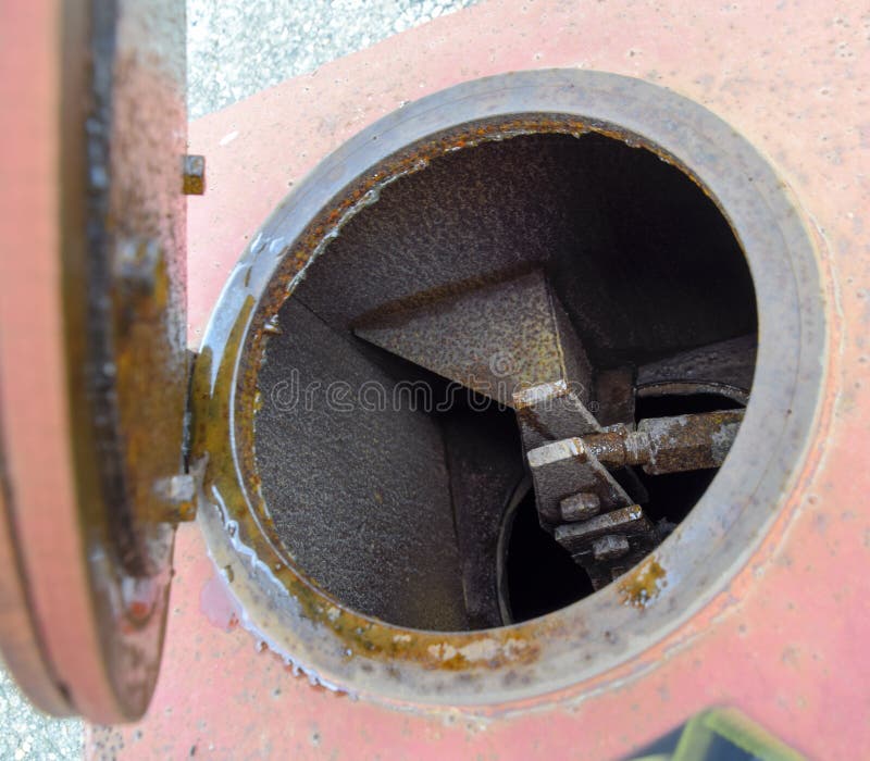 Open the Hatch Opening Valve of the Water Discharge Pipe. Stock Image ...