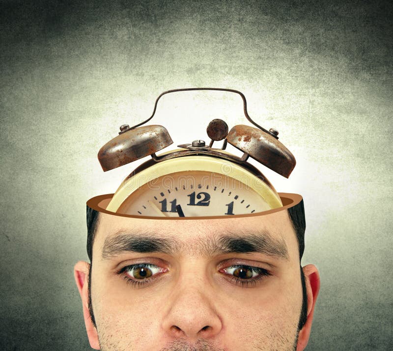 Open head and alarm clock stock image. Image of looking - 71185505
