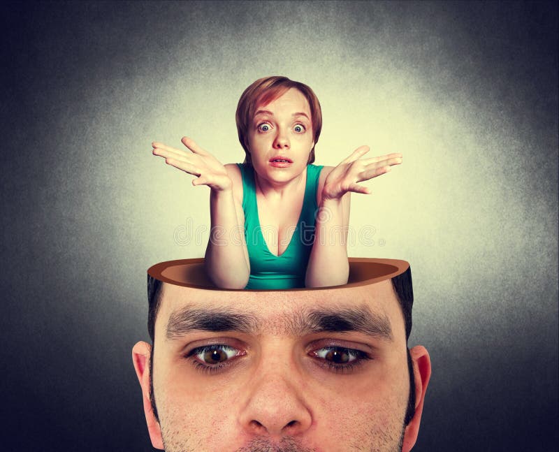 Open head and crazy woman stock photo. Image of inspiration - 71186112