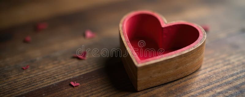 Open Heart Box, Wood Grain Tabletop, Empty Interior, Still Life, Love ...