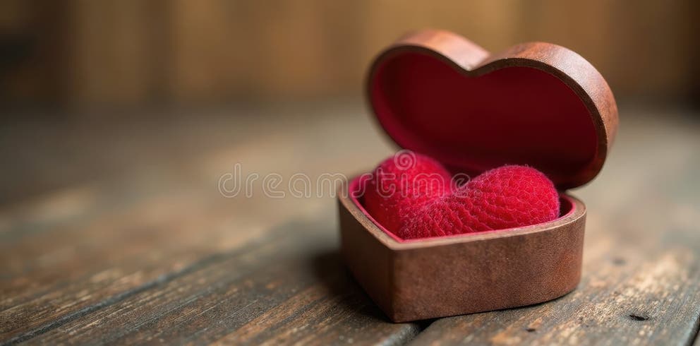 Open Heart Box, Wooden Surface, Natural Light, Brown, Image, Container ...