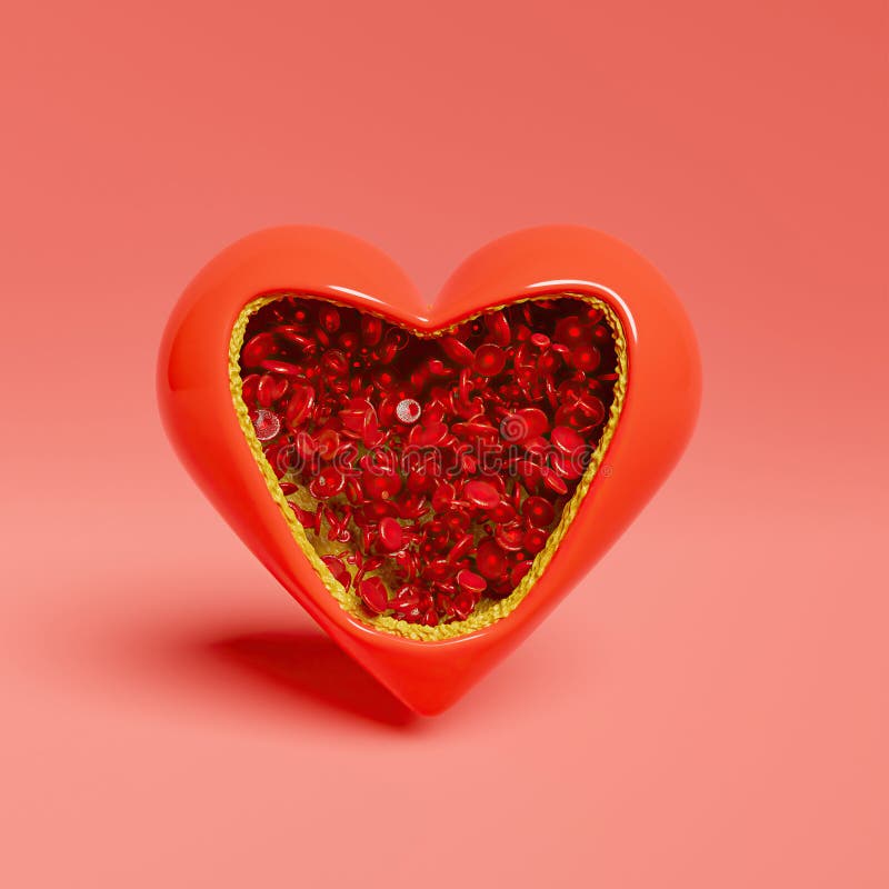 Heart Shape with Red Blood Cells and Cholesterol Stock Illustration ...