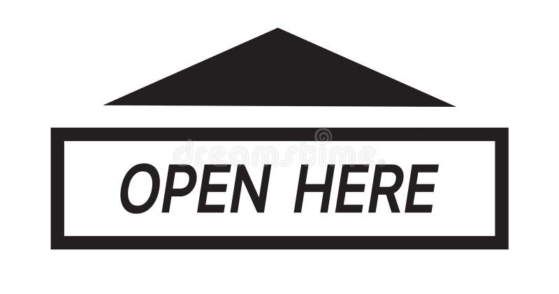 OPEN HERE Banner Flanked by Upward Arrow Stock Vector - Illustration of ...