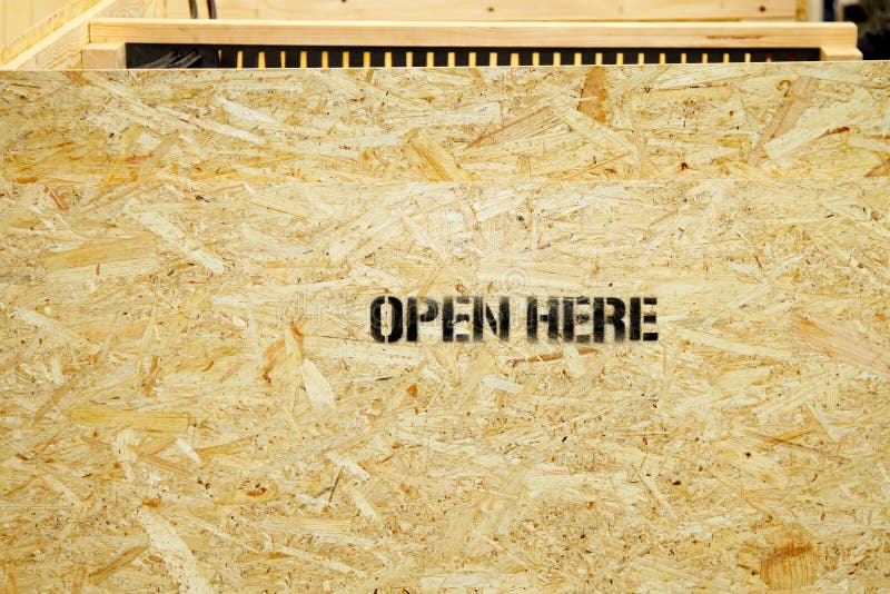Open Here - Corrugated Cardboard Stock Image - Image of board ...