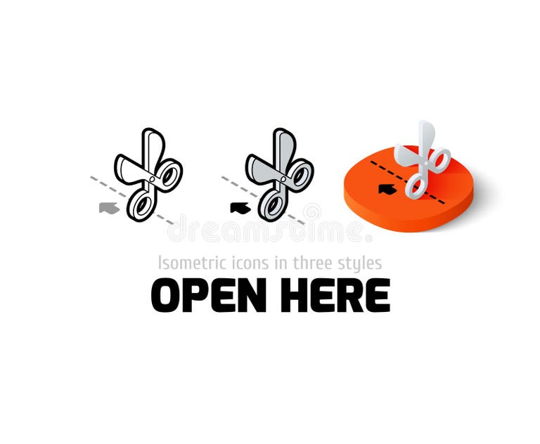 Open Here Icon in Different Style Stock Vector - Illustration of ...