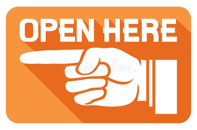 Open Here Label or Sticker Vector Illustration Stock Vector ...