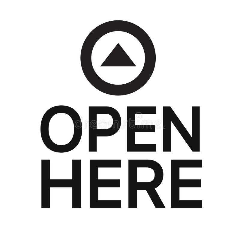 OPEN HERE Sign with Upward Pointing Arrow Stock Vector - Illustration ...