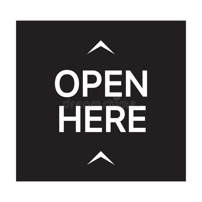 OPEN HERE Sign with Upward Pointing Arrow Stock Vector - Illustration ...