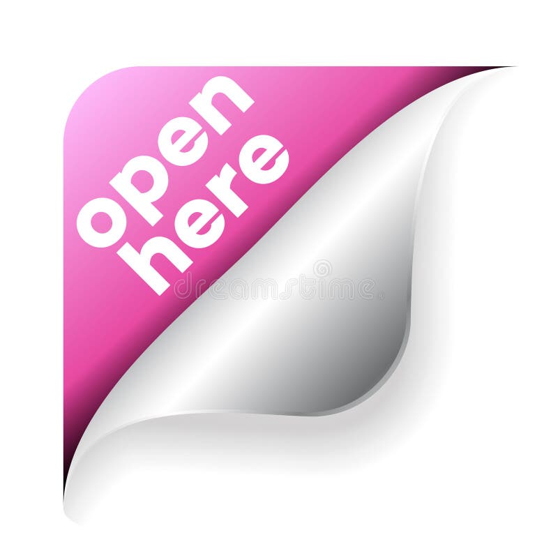 Open Here Vector Sticker Isolated Stock Vector - Illustration of paper ...