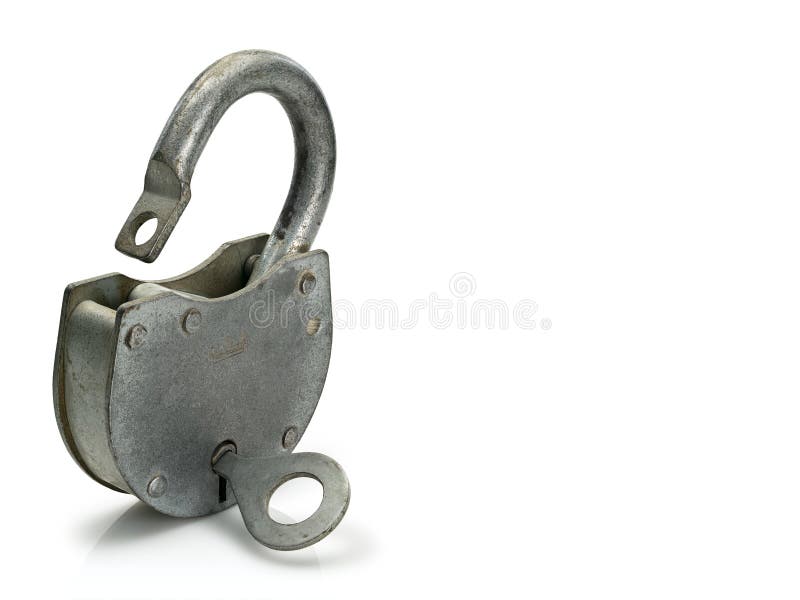 The Open Hinged Lock with Key Stock Image - Image of opened, hinged ...
