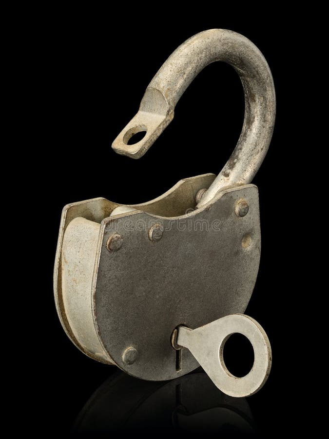 The Open Hinged Lock with Key Stock Photo - Image of vertically ...