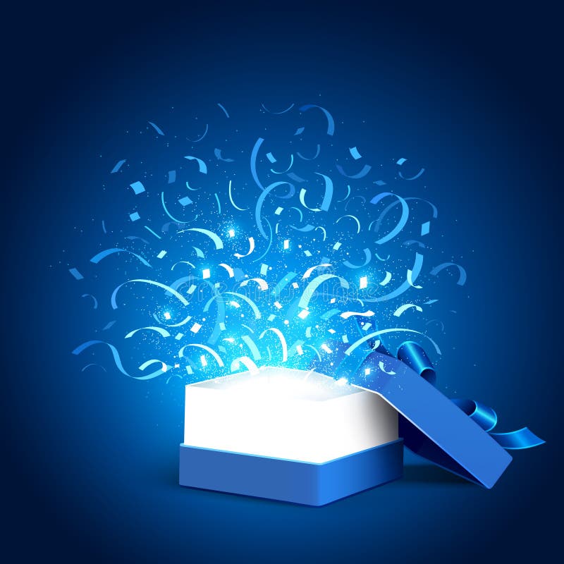 Blue gift box stock vector. Illustration of blue, party - 14092645
