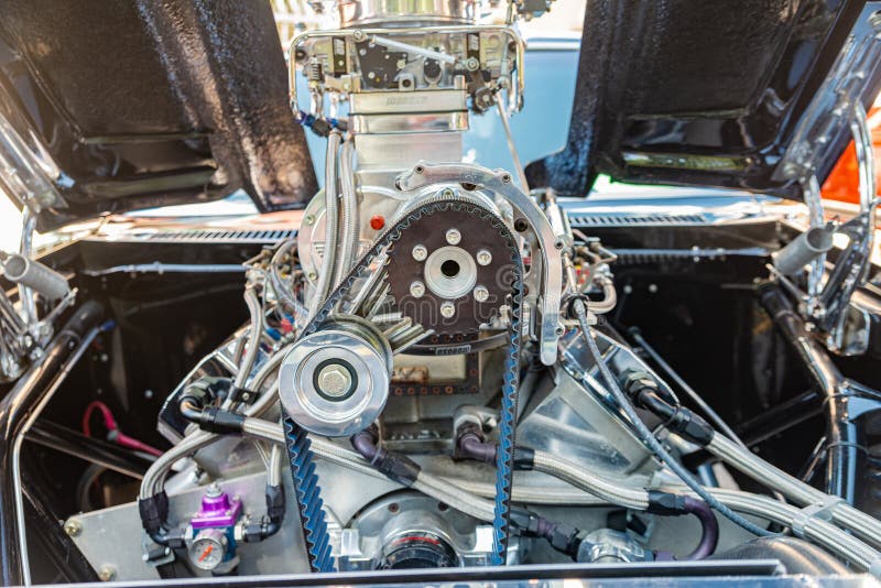 Open Hood Show Custom Engine. 1967 Chevrolet Camaro Hot Rod Editorial ...