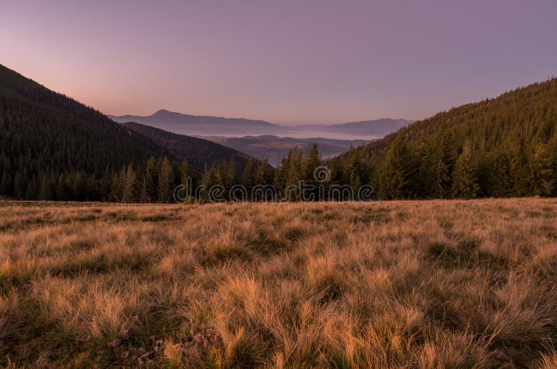 Open Horizon in the Mountains. Descent from the Mountains Stock Photo ...