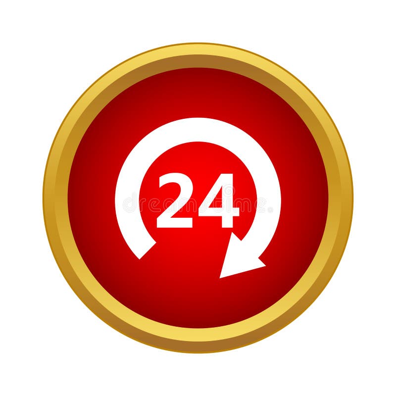 Open 24 Hours Icon, Simple Style Stock Vector - Illustration of round ...