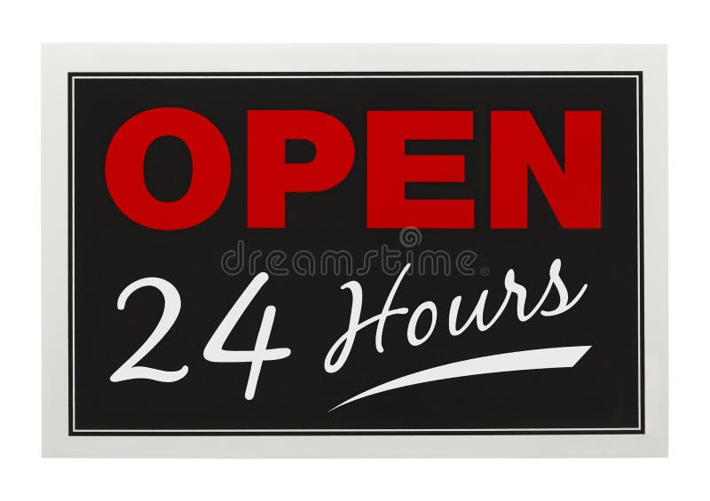 Open 24 Hours stock image. Image of freshness, late, look - 34641427