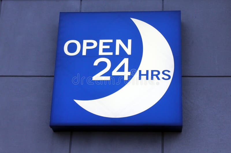 Neon Open 24 Hours Sign stock image. Image of bright - 11129027