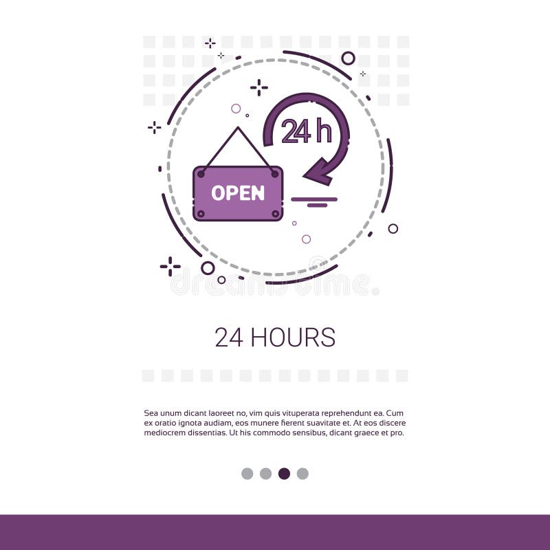 Open 24 Hours Working Time Label Web Banner with Copy Space Stock ...