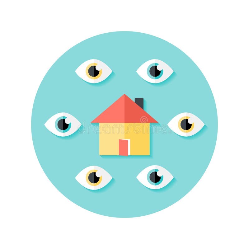 Open House Circle Flat Icon Stock Image - Image of home, symbol: 46715505