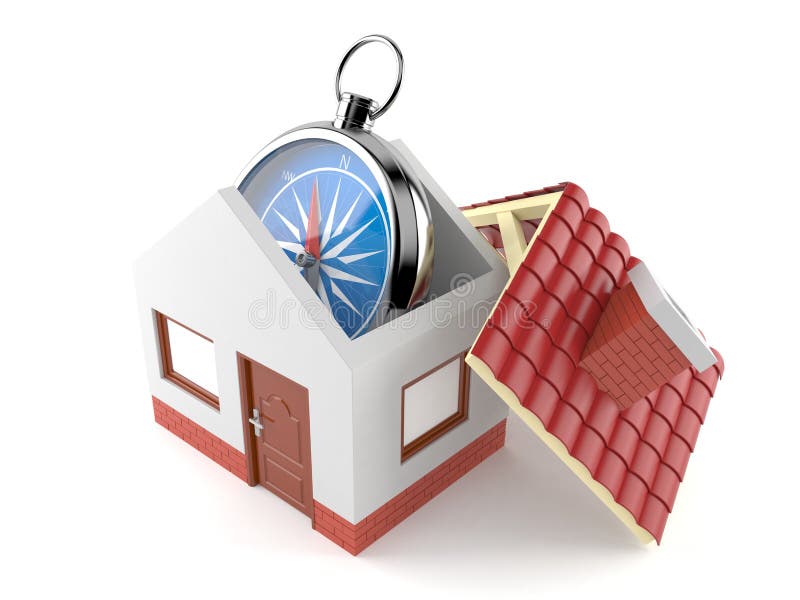 Open house with compass stock illustration. Illustration of journey ...