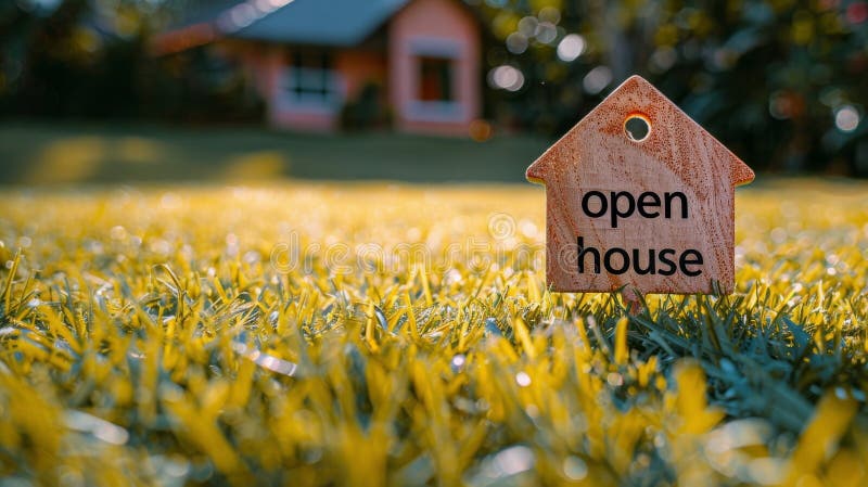 Open House Sign in Front of Residential Property Stock Photo - Image of ...