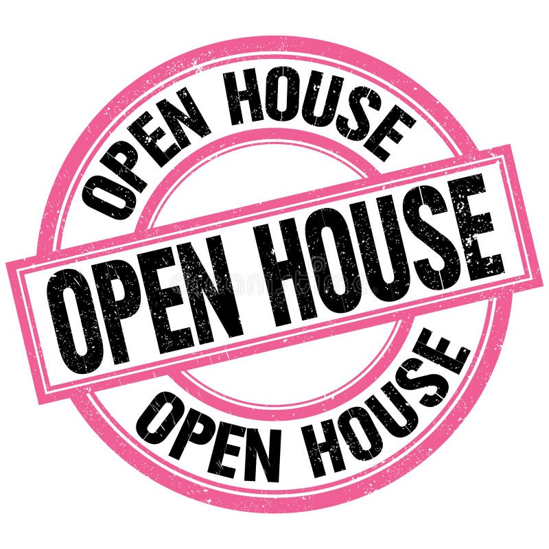 OPEN HOUSE Text on Pink-black Round Stamp Sign Stock Illustration ...