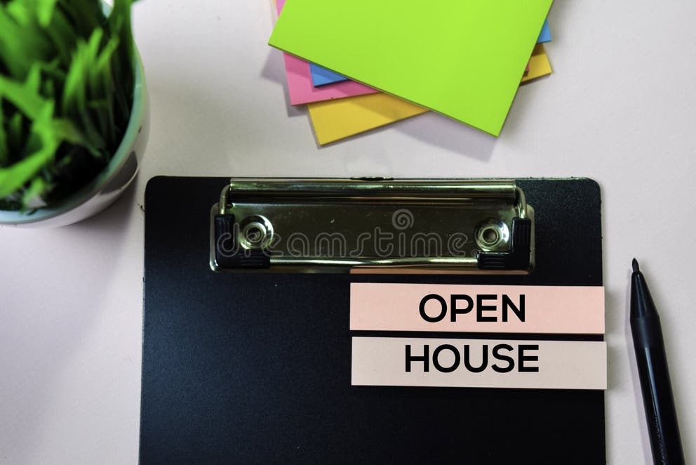 Open House Text on Sticky Notes with Office Desk Concept Stock Photo ...