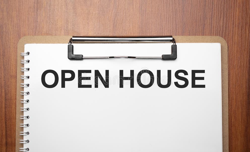 Open House Text on White Paper on the Wood Table Stock Photo - Image of ...