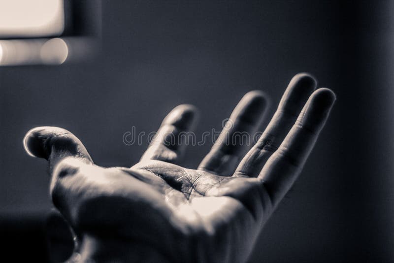 Open human hand stock image. Image of monochrome, hand - 83105137