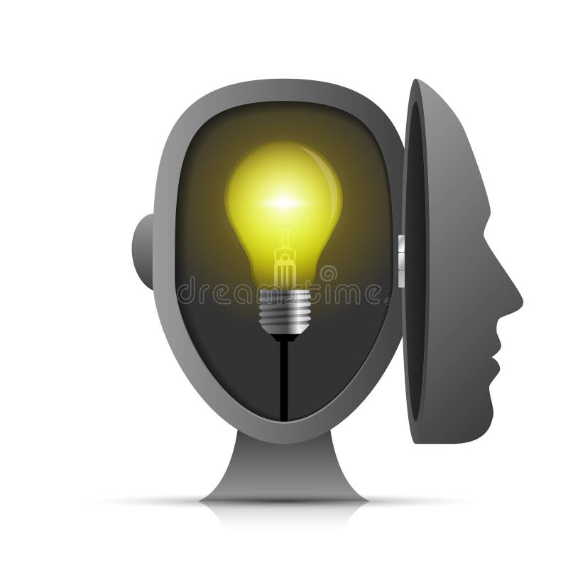 Human Head Creating a New Idea. Vector Stock Vector - Illustration of ...