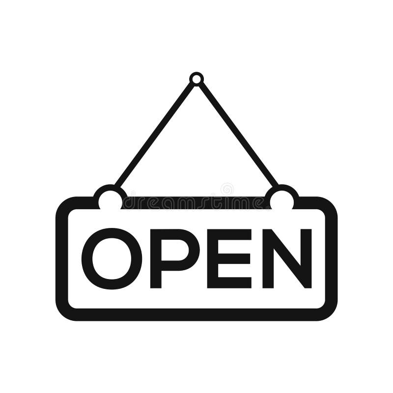 Open Icon Sign Vector Illustration. Signboard Sign Black Isolated Open ...