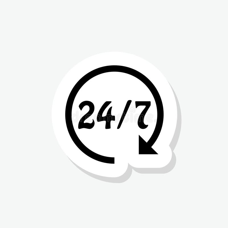 Open 24 7 Icon Sticker Sign for Mobile Concept and Web Design Stock ...