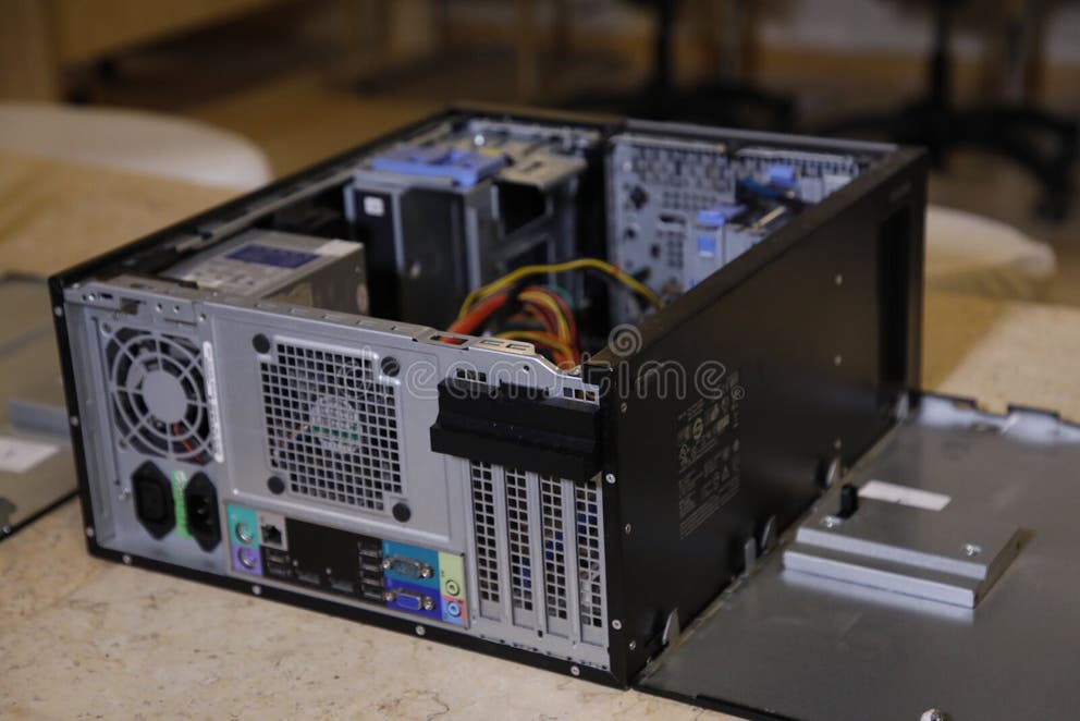 Open Inside the Computer with the Motherboard, CPU, Graphic Card ...