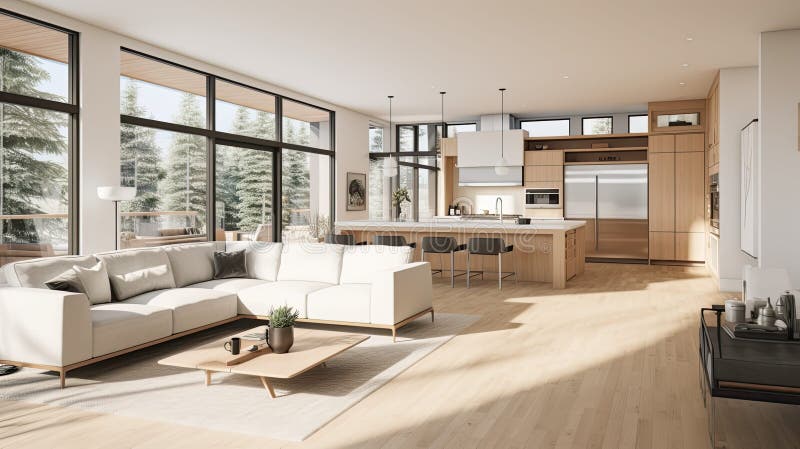 Open Interior Design Floor Plan Stock Illustration - Illustration of ...